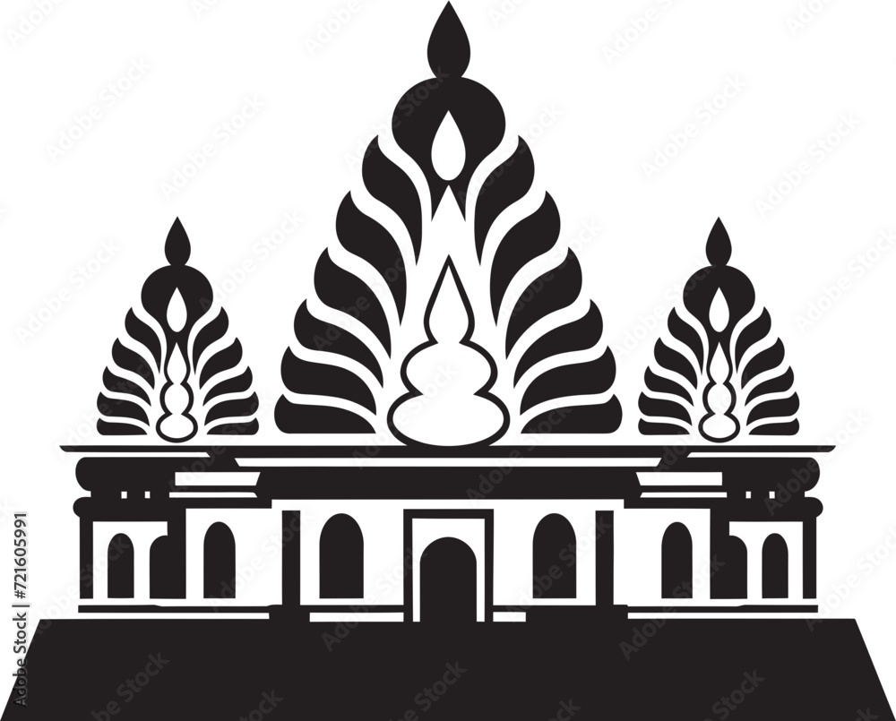 Black and White Temple Structure DesignTraditional Indian Temple Vector ...