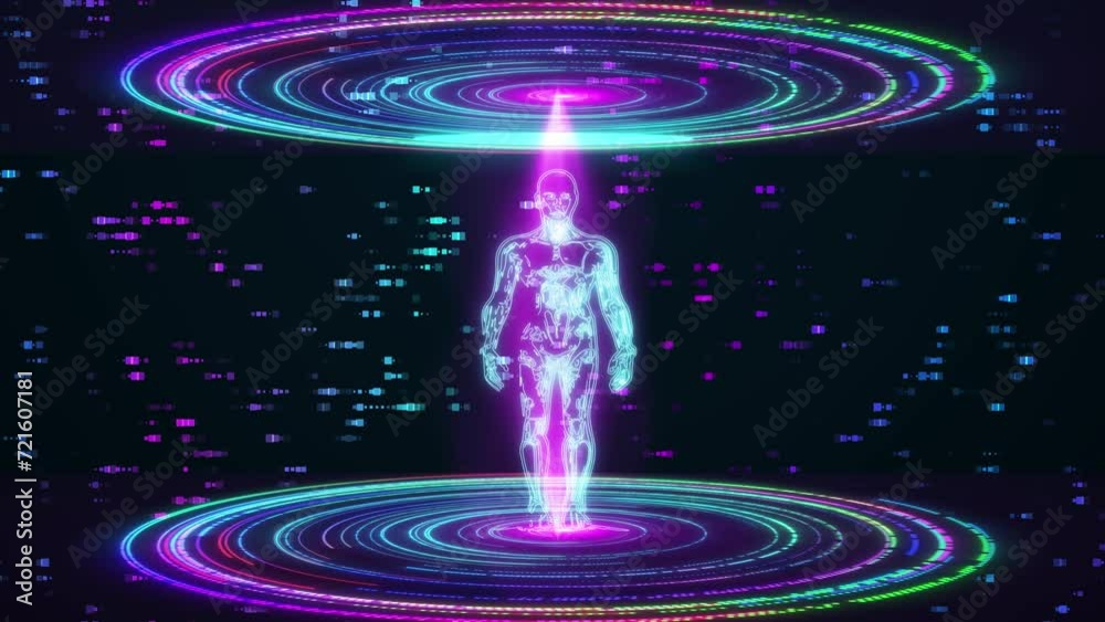 Artificial Intelligence Full Body Scanner Animation, HUD Animation Of Human Body Full X-ray ...