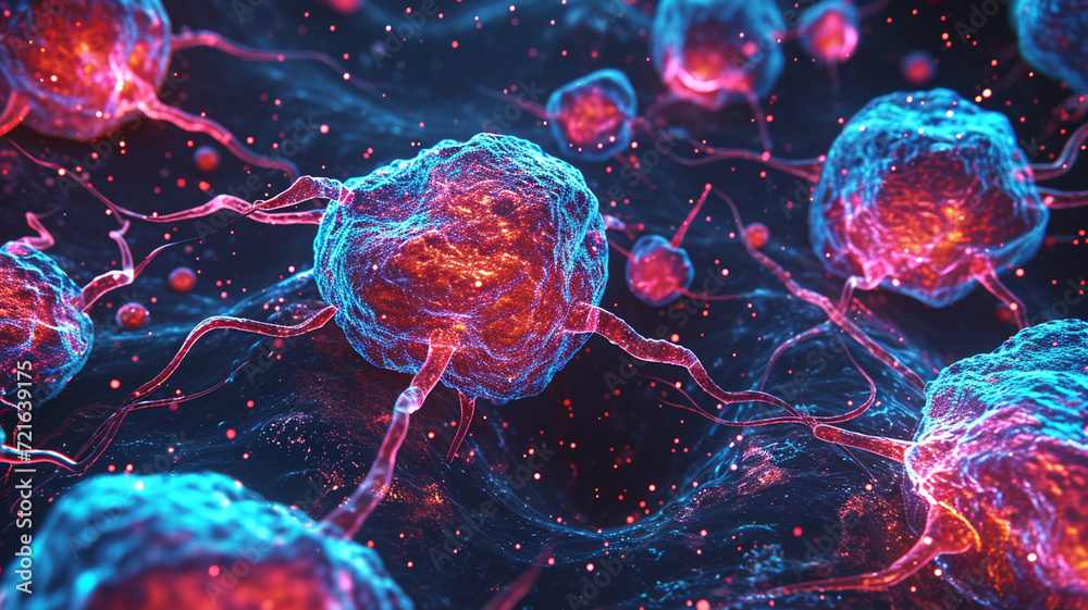 Cancer cell. Oncology research structure mutation, somatic cell of body ...