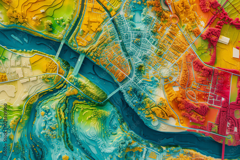 Digital elevation model. GIS 3D illustration made after proccesing ...