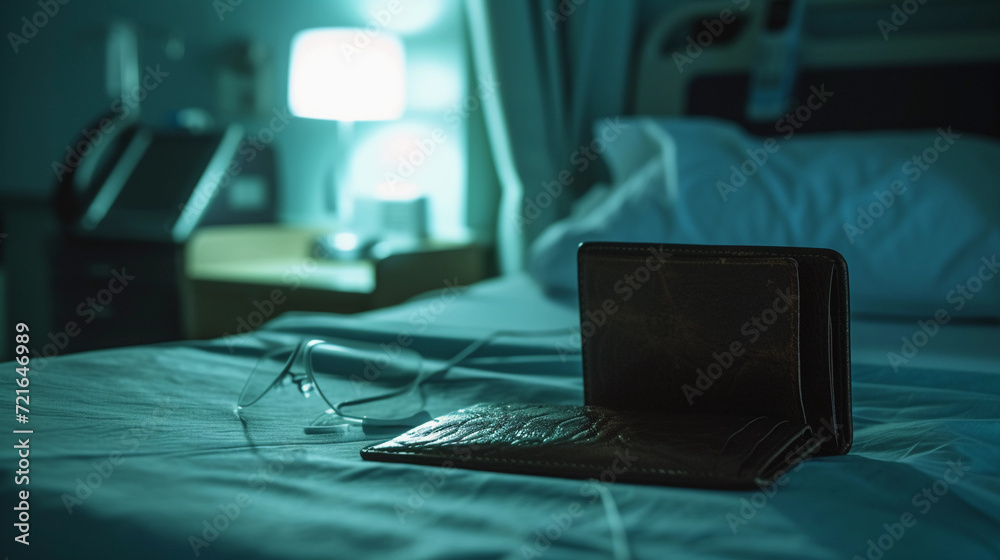 empty wallet on a hospital bed, symbolizing the financial toll of ...