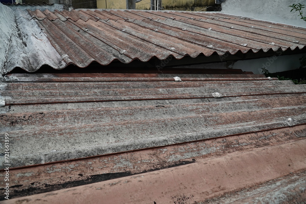 Dangerous asbestos, eternit as a building material for roof and wall ...