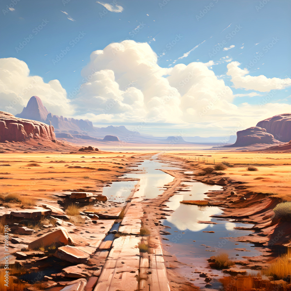 photorealistic landscape painting of grand canyon state country - water ...