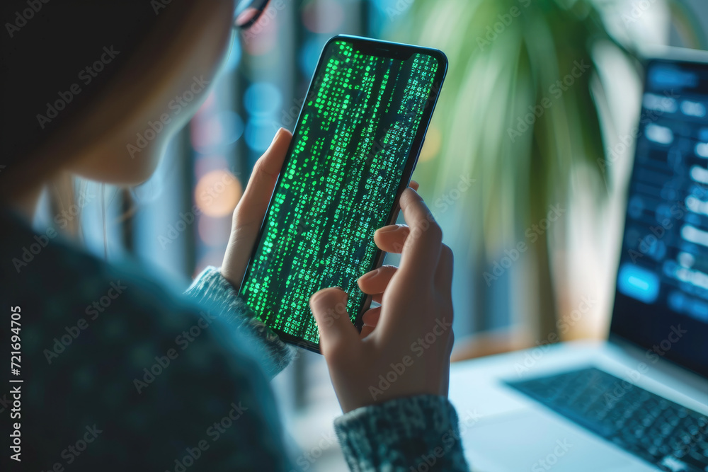 Cybersecurity Professional Monitoring Encrypted Data on Smartphone ...