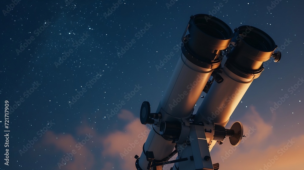 Generative AI : Big astronomical telescope under a twilight sky ready ...