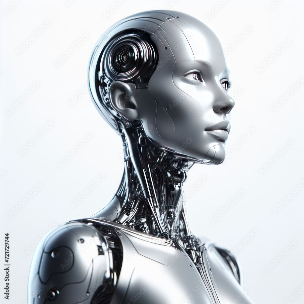 humanoid AI robot, artificial intelligence, motherboard, computer ...