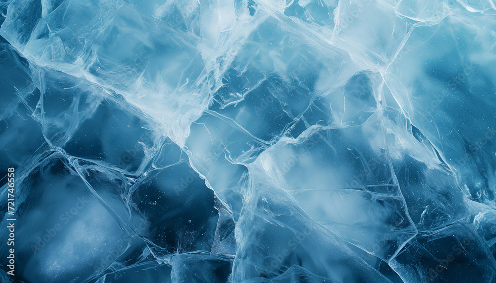 ice texture cracks, abstract background winter ice transparent blue ...