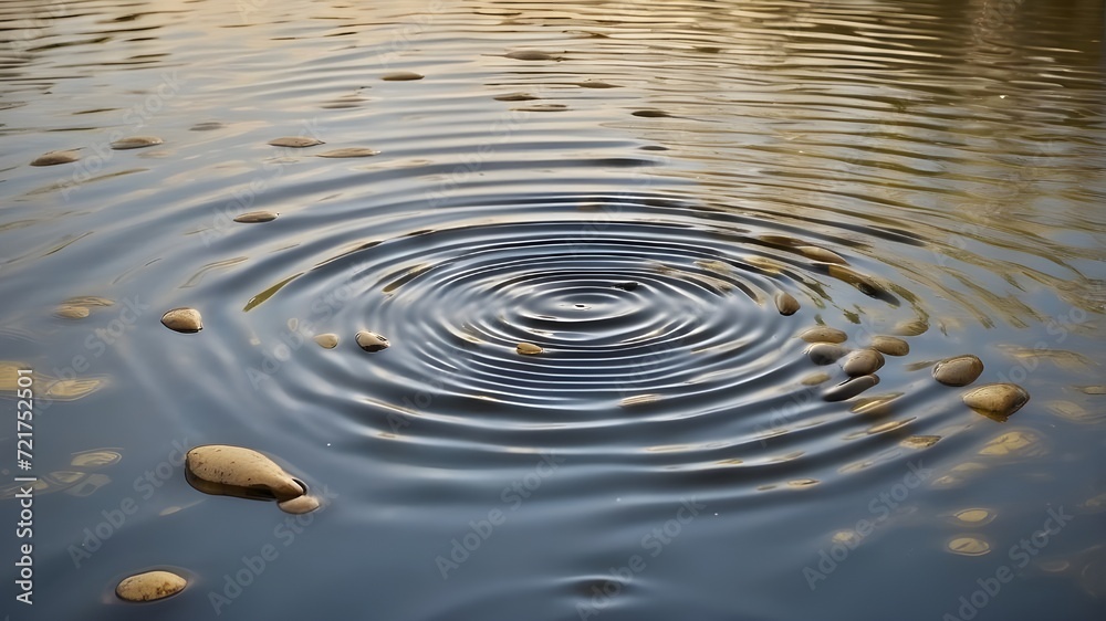 ripples in water Ripples forming on the surface of a serene pond ...