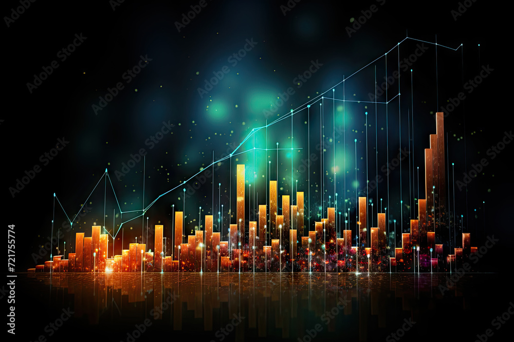 dynamic market chart depicts the steady increase of business stocks ...