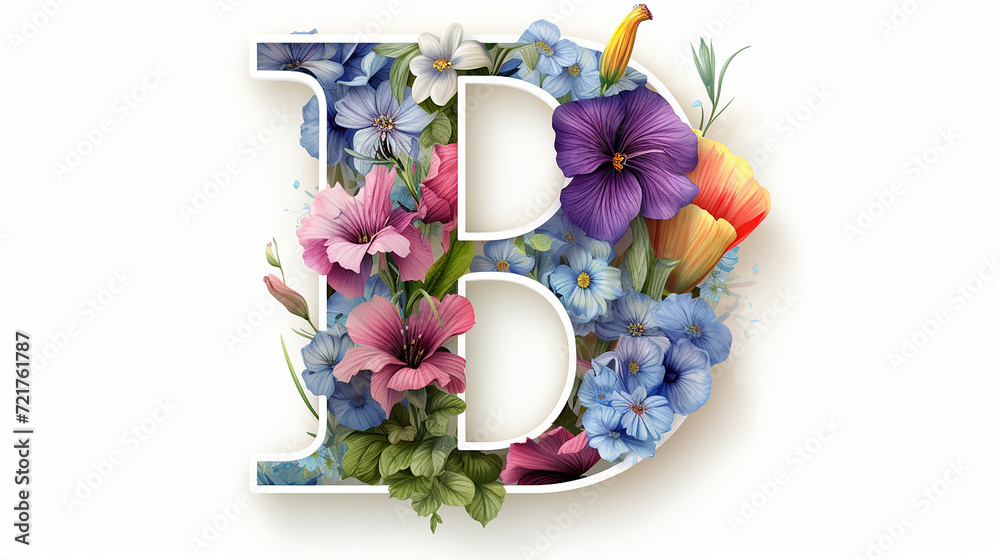 Serif Typeface Typographical Logo with Floral Design Featuring Letter ...