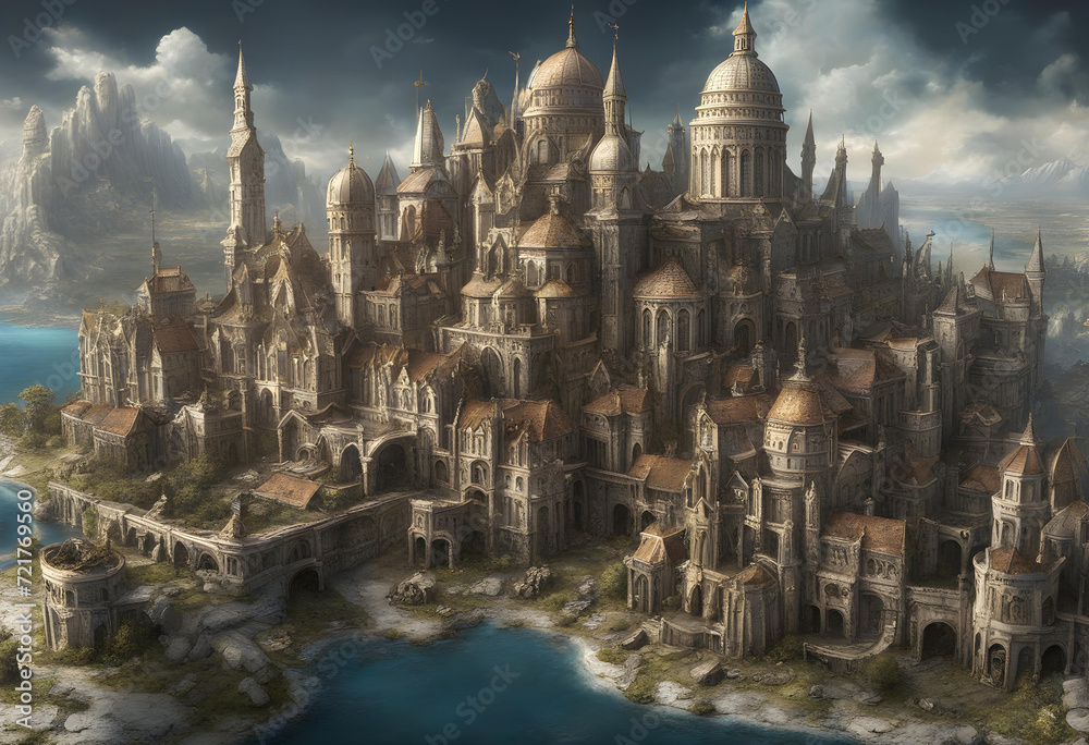 Fantasy City. Capital. Kingdom. High Fantasy. Metropolis. Magical ...