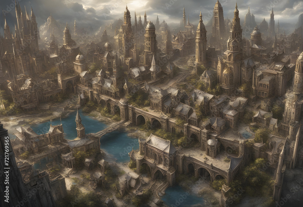 Fantasy City. Capital. Kingdom. High Fantasy. Metropolis. Magical ...