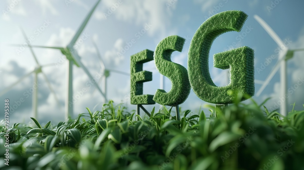 ESG Typography Dynamic 3D typography of the text 'ESG' showcasing the ...