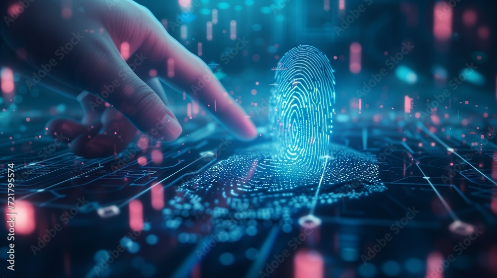 ภาพประกอบสต็อก Fingerprint Scanner Enhancing Transaction Security And Cybersecurity Fingerprint