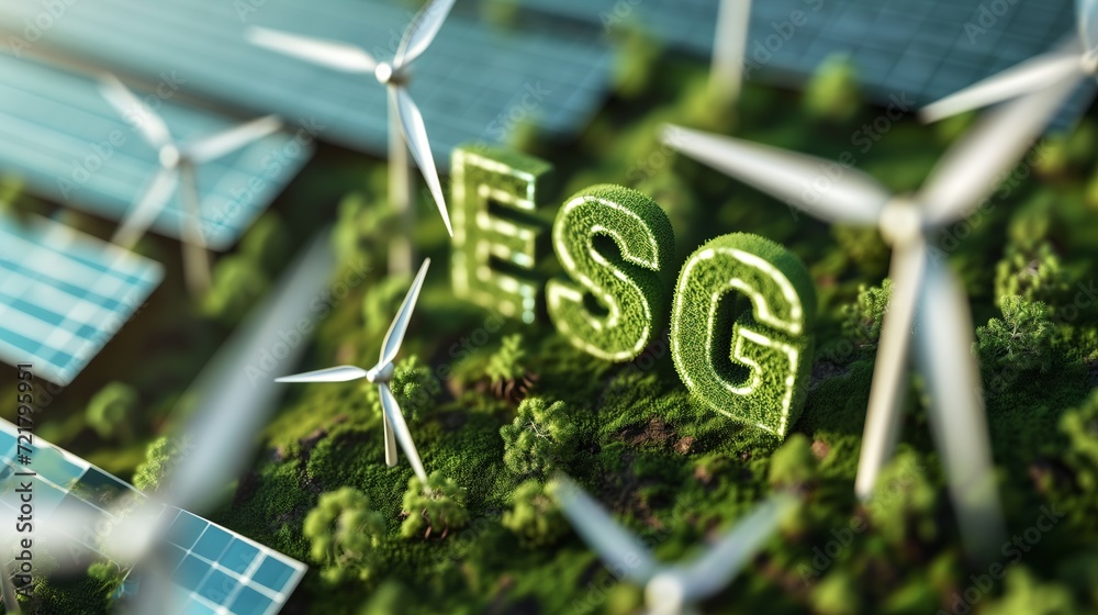 ESG Typography Dynamic 3D typography of the text 'ESG' showcasing the ...