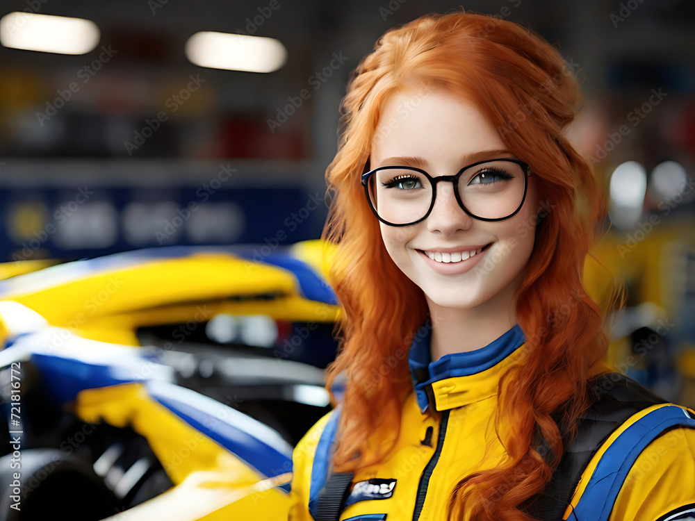 An amazingly beautiful redhead with black eyes, a beautiful smile ...