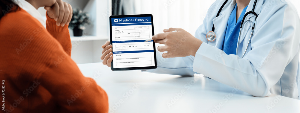 Laptop display medical report or diagnostic result of patient health on ...