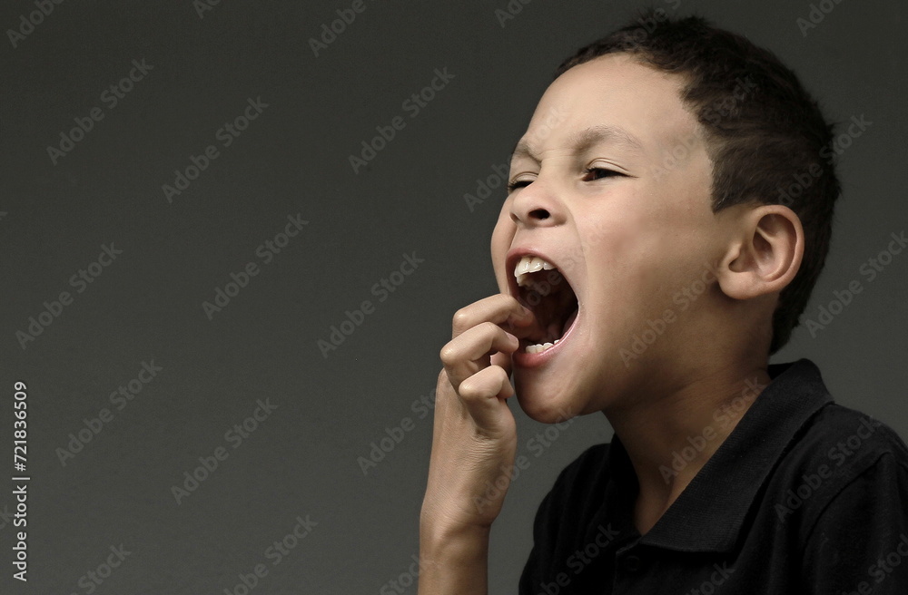 boy with toothache boy in pain on grey background with people stock ...