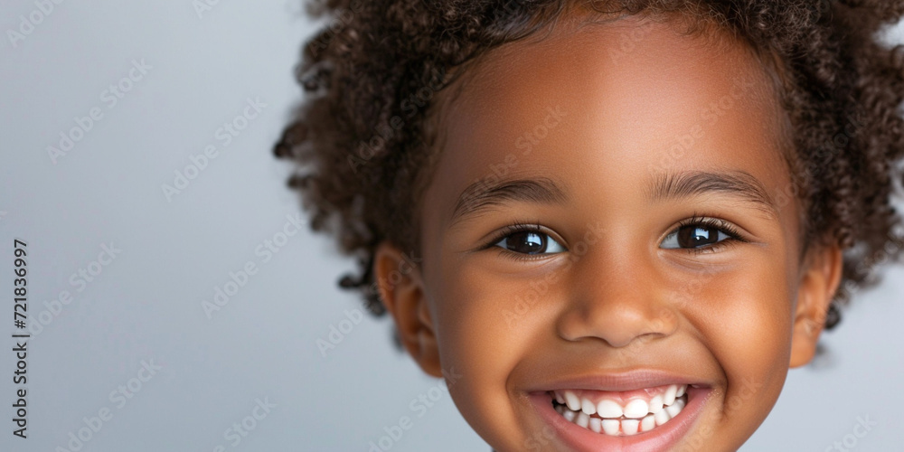 Creative banner with happy child kid for pediatric dentistry. Children ...