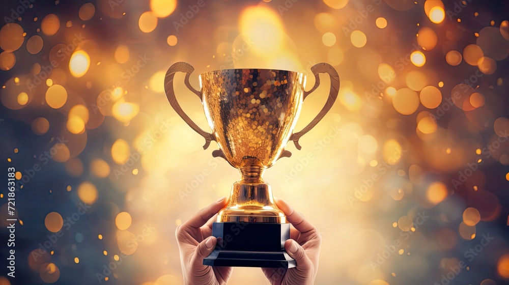 Champion golden trophy for winner background. Success and achievement ...