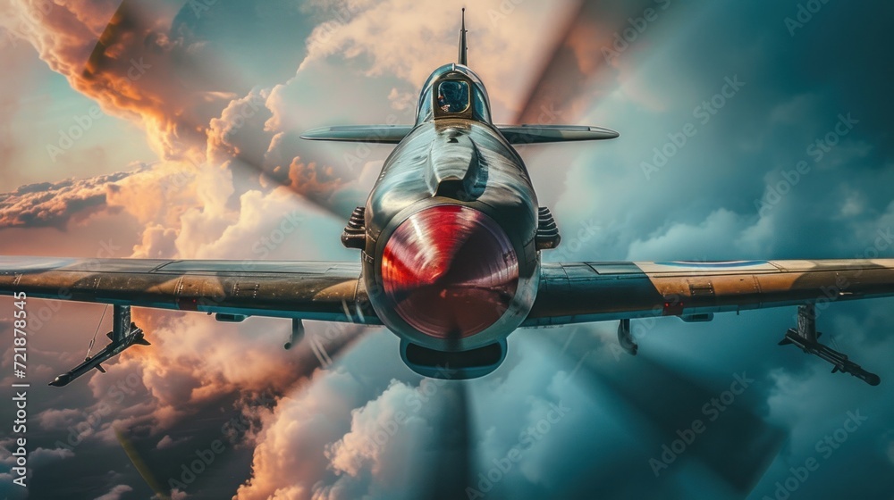 Vintage fighter plane. Photo of a fighter plane with a colored ...