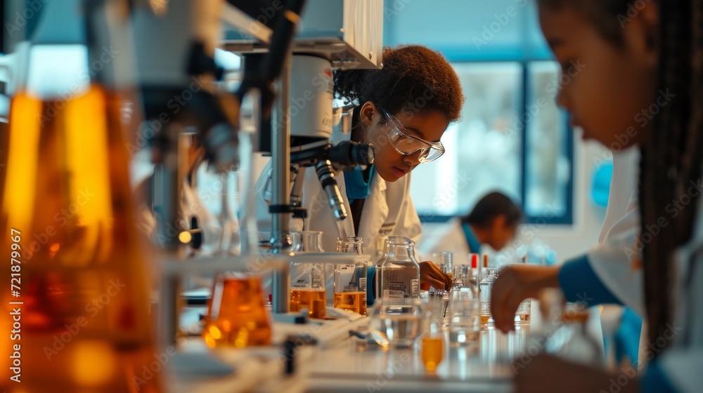 Students conducting experiments at university science lab. Stock Photo ...