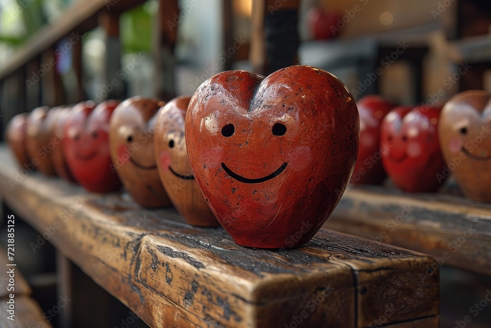Cartoon hearts playing a game of musical chairs with animated movement ...