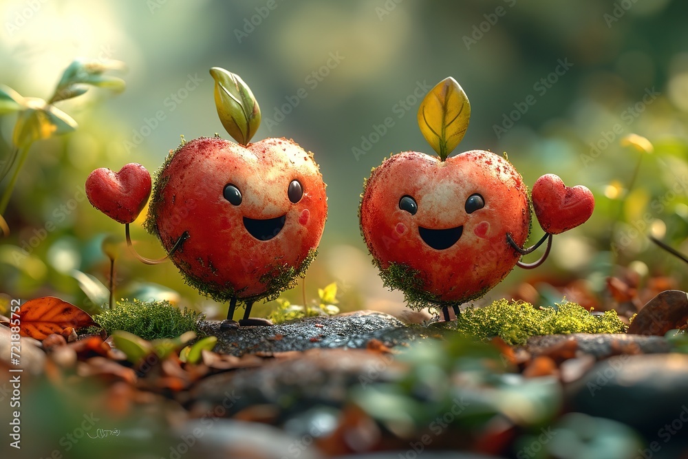 Cartoon illustration of hearts playing a game of leapfrog with animated ...