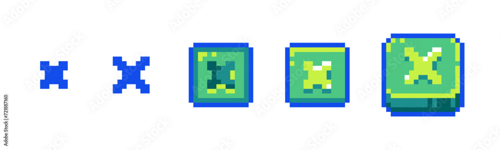 Pixel Close Icon Set for Retro Game UI. Retro 8-Bit Style Exit and ...