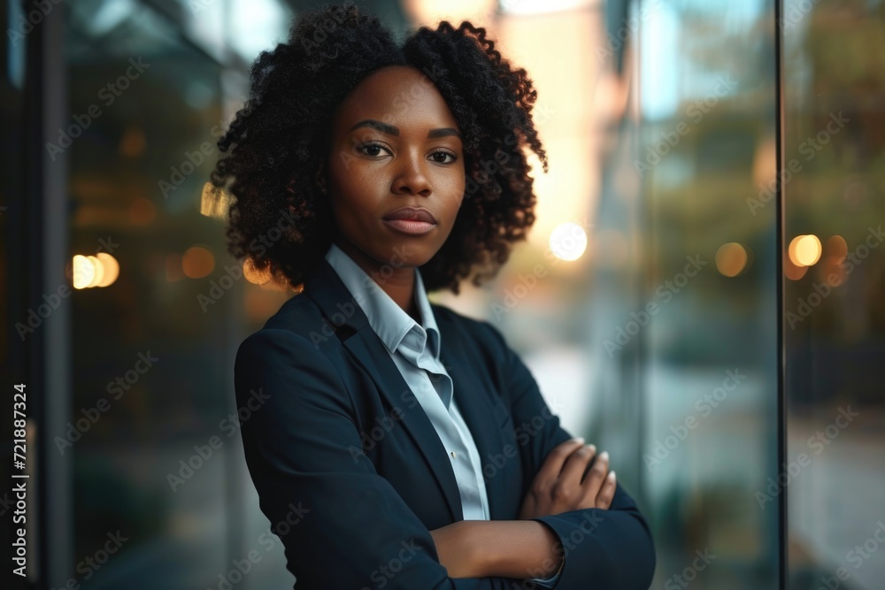 Confident African American female CEO in office portrait. Stock Photo ...