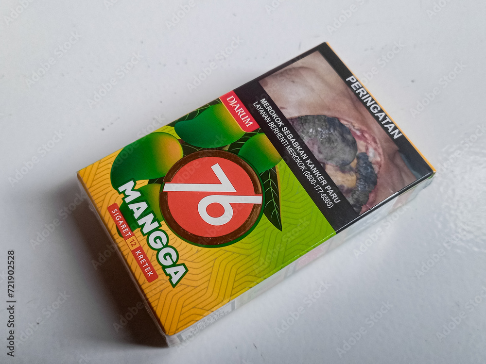 Djarum 76 Mangga Kretek up close. Packaged cigarettes. Djarum 76 mangga ...