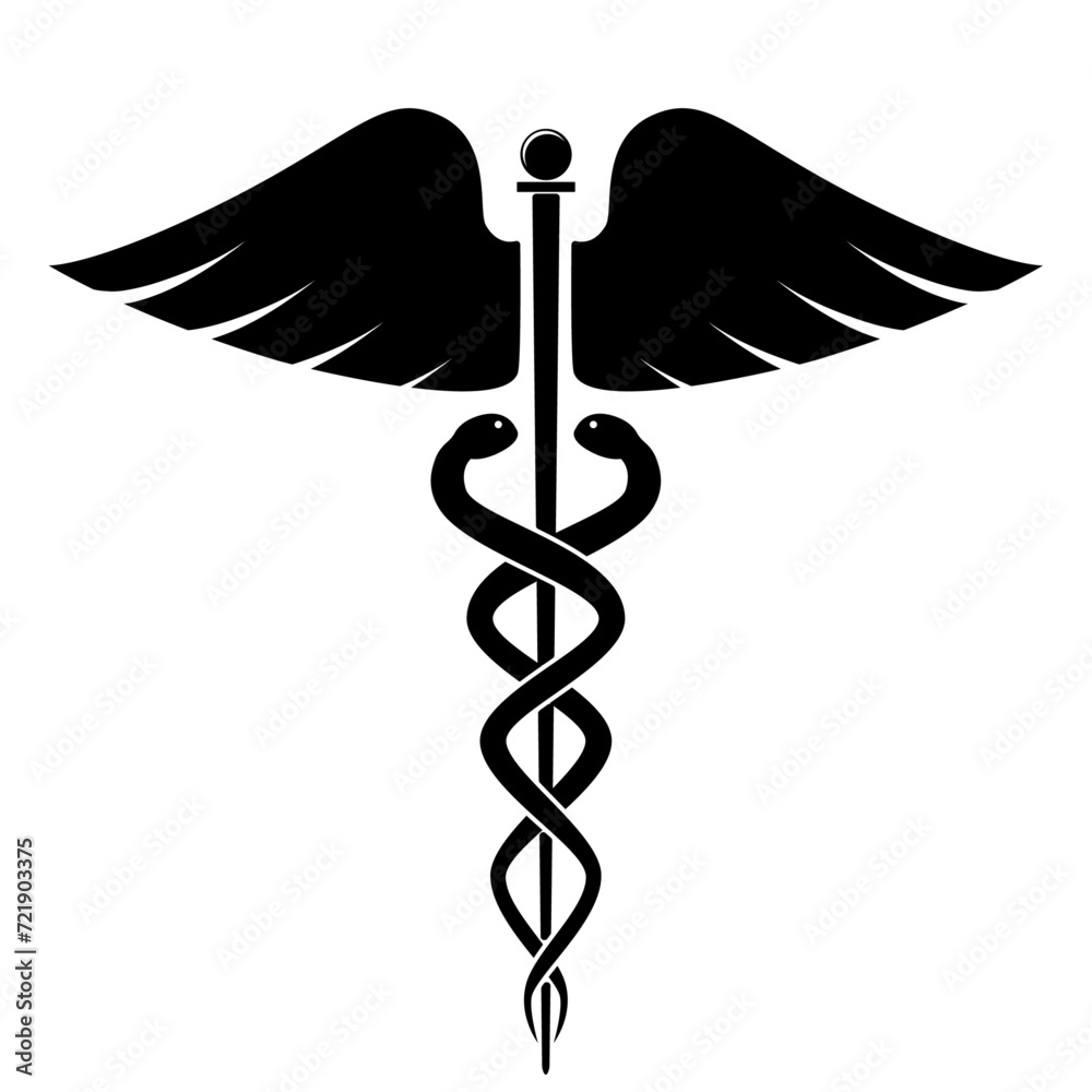 Classical, simple, and clean medical symbol of Caduceus, similar to the ...