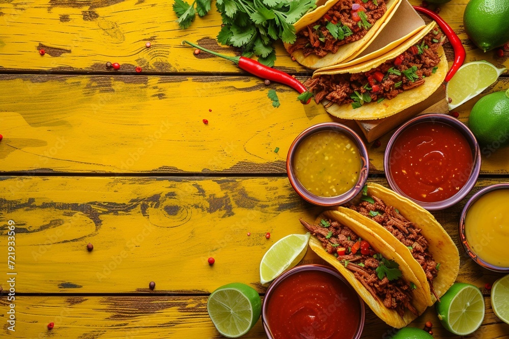 realistic photo of Mexican background with tacos al pastor and Mexican ...
