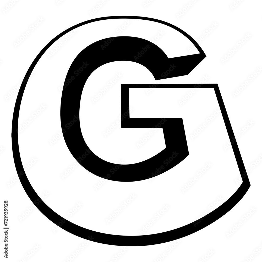 Logo letter g, tall slender font letter g perspective height Stock ...