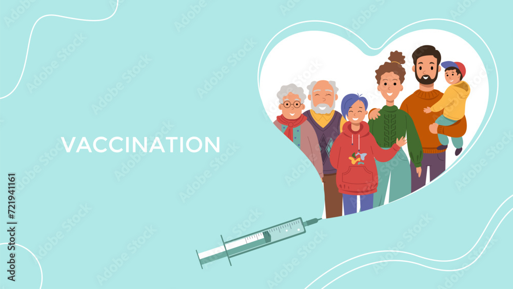 Family vaccination.Medical banner with copy space.Mom and dad with ...