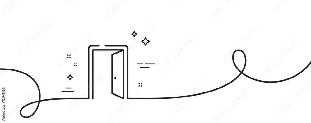 Open door line icon. Continuous one line with curl. Entrance doorway ...