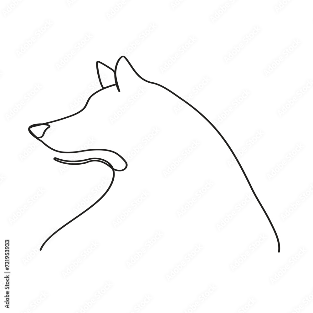 Continuous Single line drawing of dog outline vector art illustration ...
