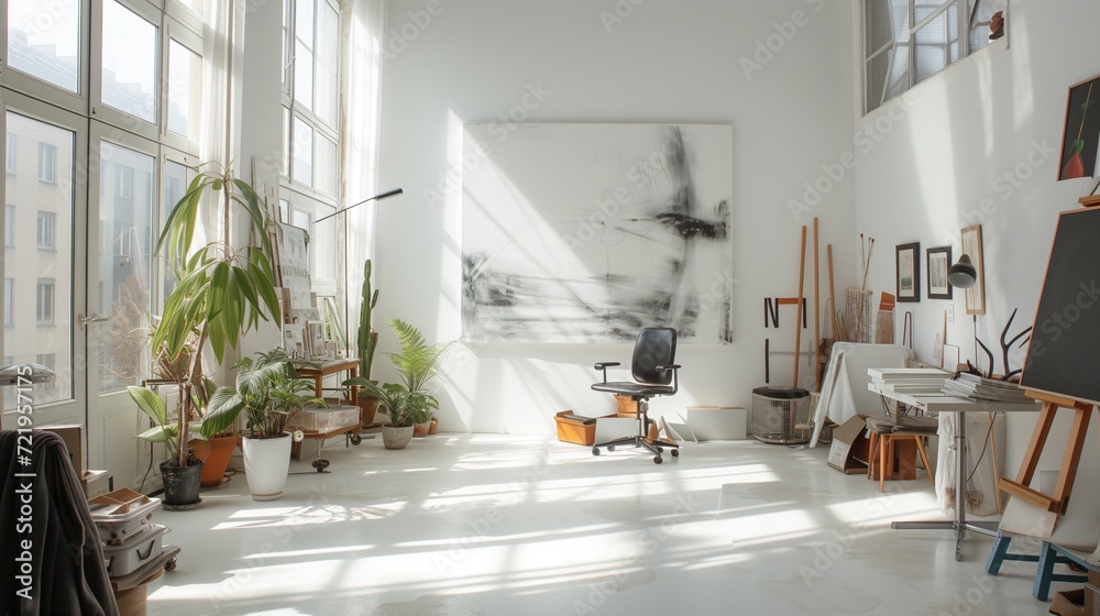 Light and Airy Studio Floor-to-ceiling windows flood this minimalist ...