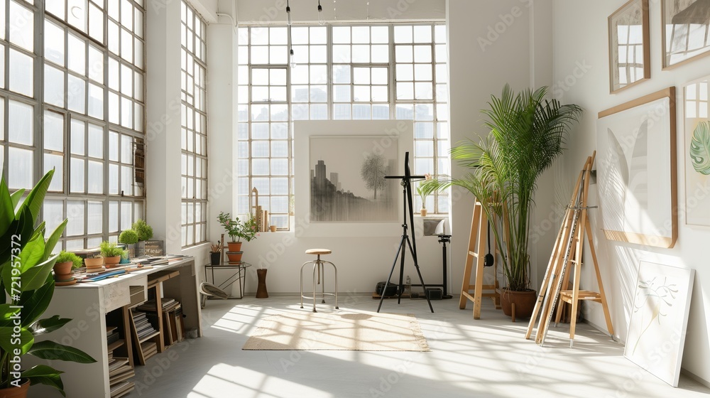 Light and Airy Studio Floor-to-ceiling windows flood this minimalist ...