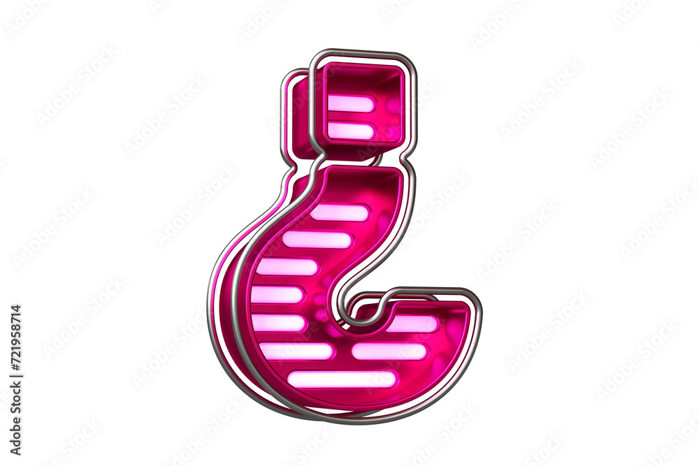 Typography made of chrome and metallic pink with neon stripes. Question ...
