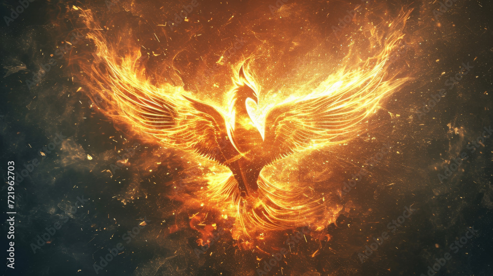 The Chinese mythological animal Phoenix, spreading its wings and flying ...