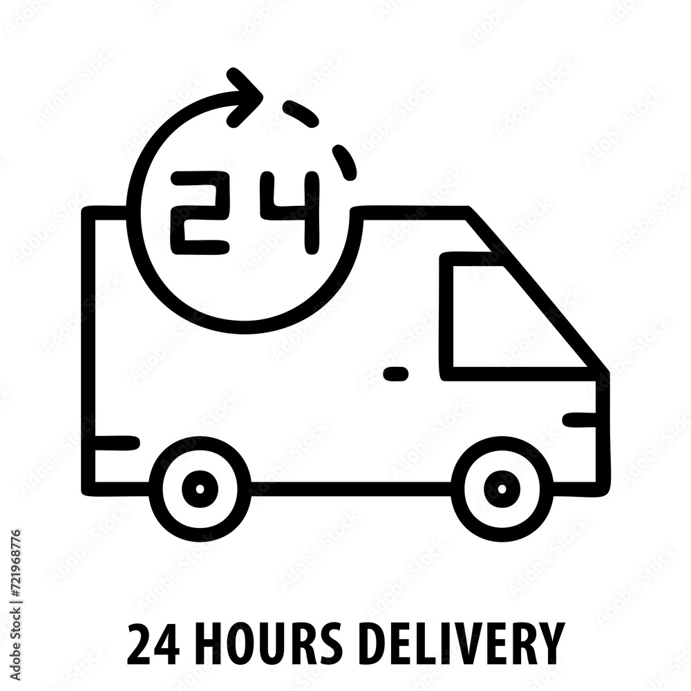 24 Hours Delivery icon, PNG, express service, time sensitive, quick ...