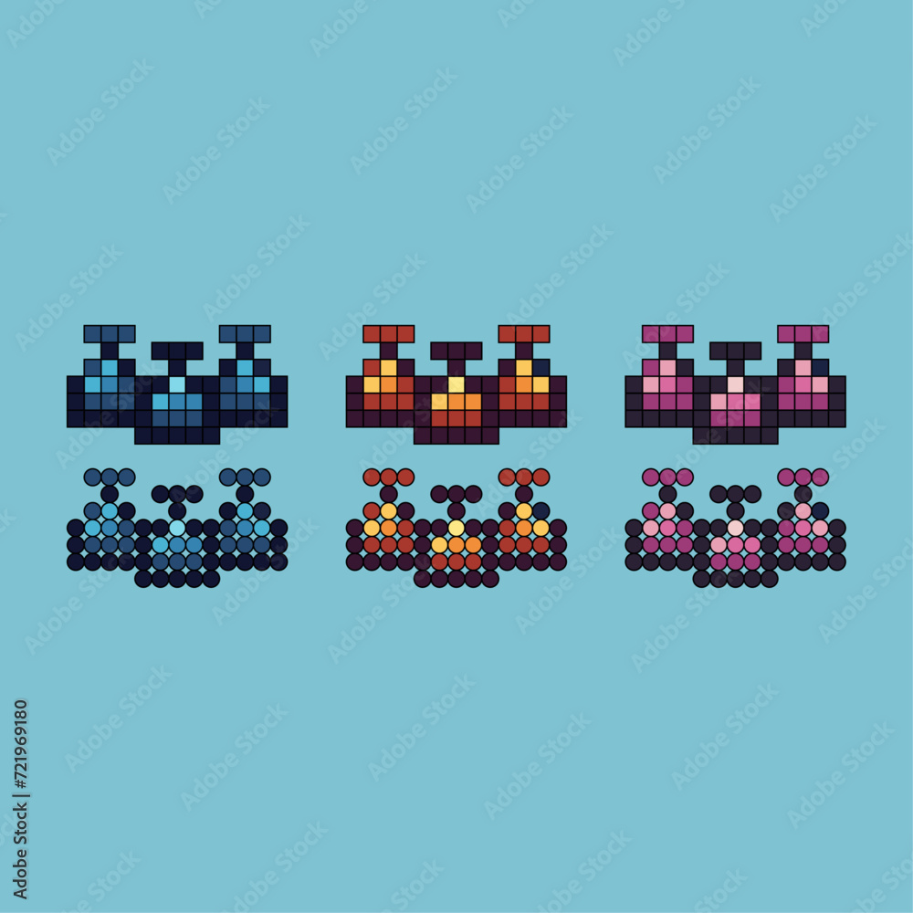 Pixel art stroke sets icon of pack potion variation color. potion icon ...