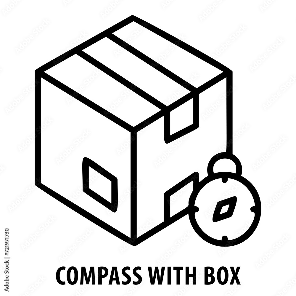 Compass with box, navigation, direction, guidance, compass icon ...