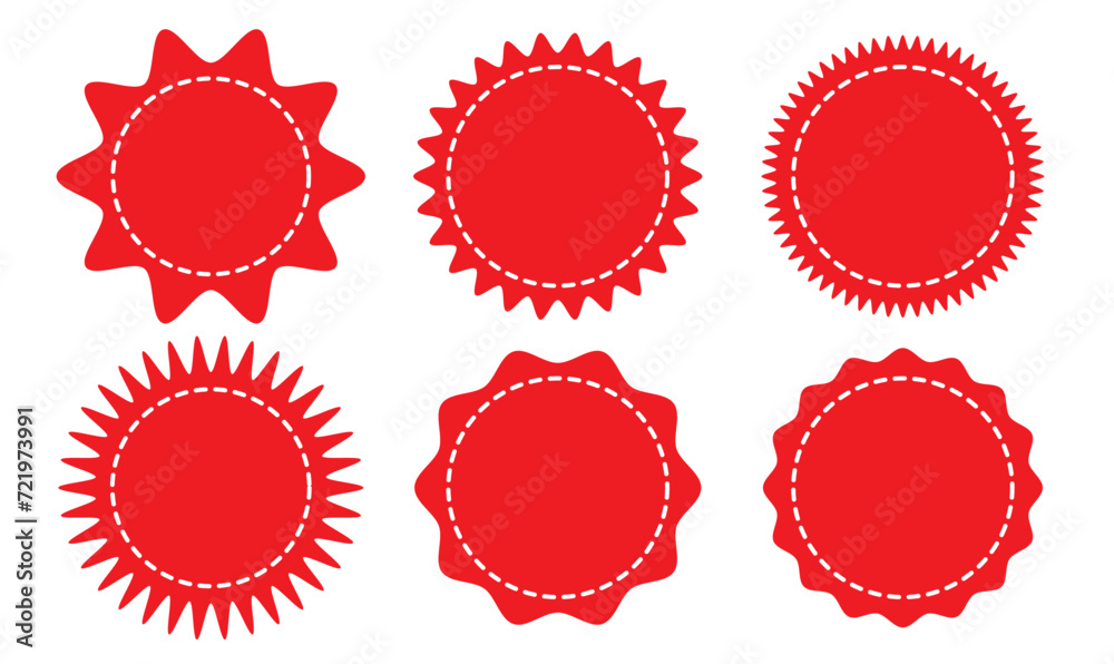 Set of circles with zigzag edges. Labels, stickers, badges, stamps ...
