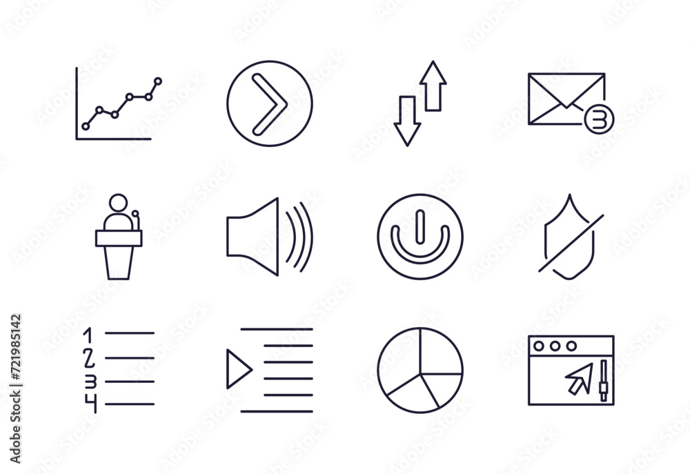 editable outline icons set. thin line icons from user interface collection. linear icons such as ...
