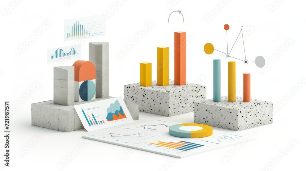 Modern infographics stylized as concrete. Statistics Business 3d Pie ...