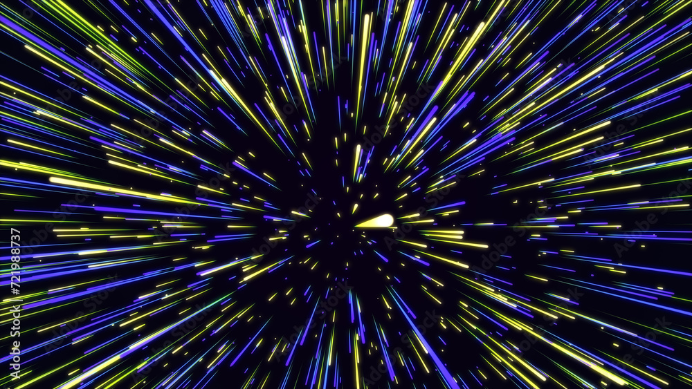 Futuristic hyperspace star travel. Abstract light ray on the speed ...