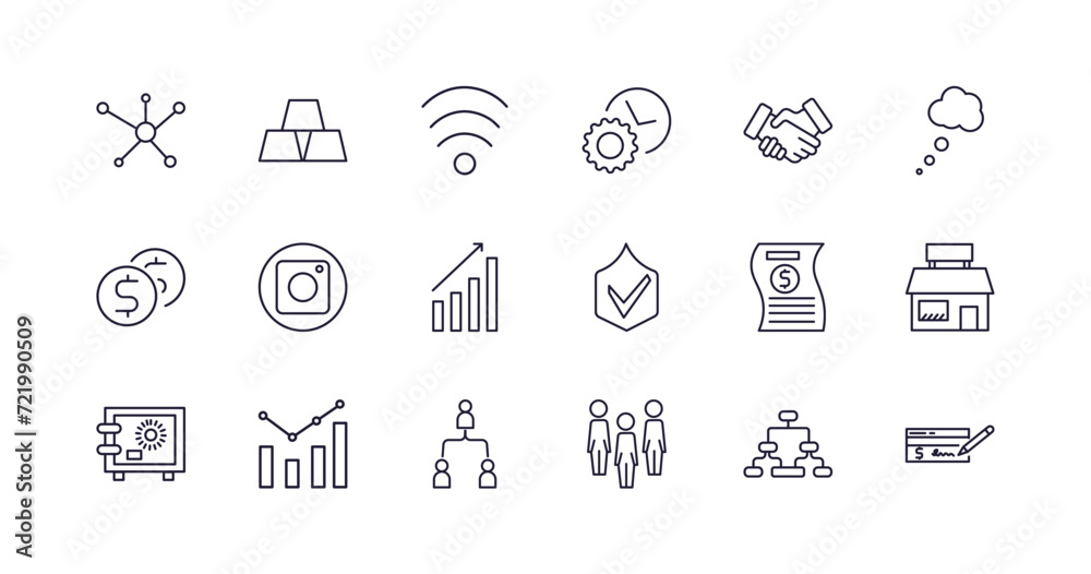 editable outline icons set. thin line icons from digital economy ...