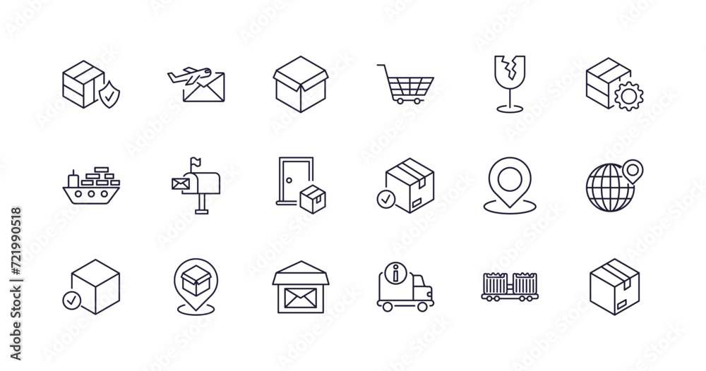 editable outline icons set. thin line icons from delivery and logistic ...